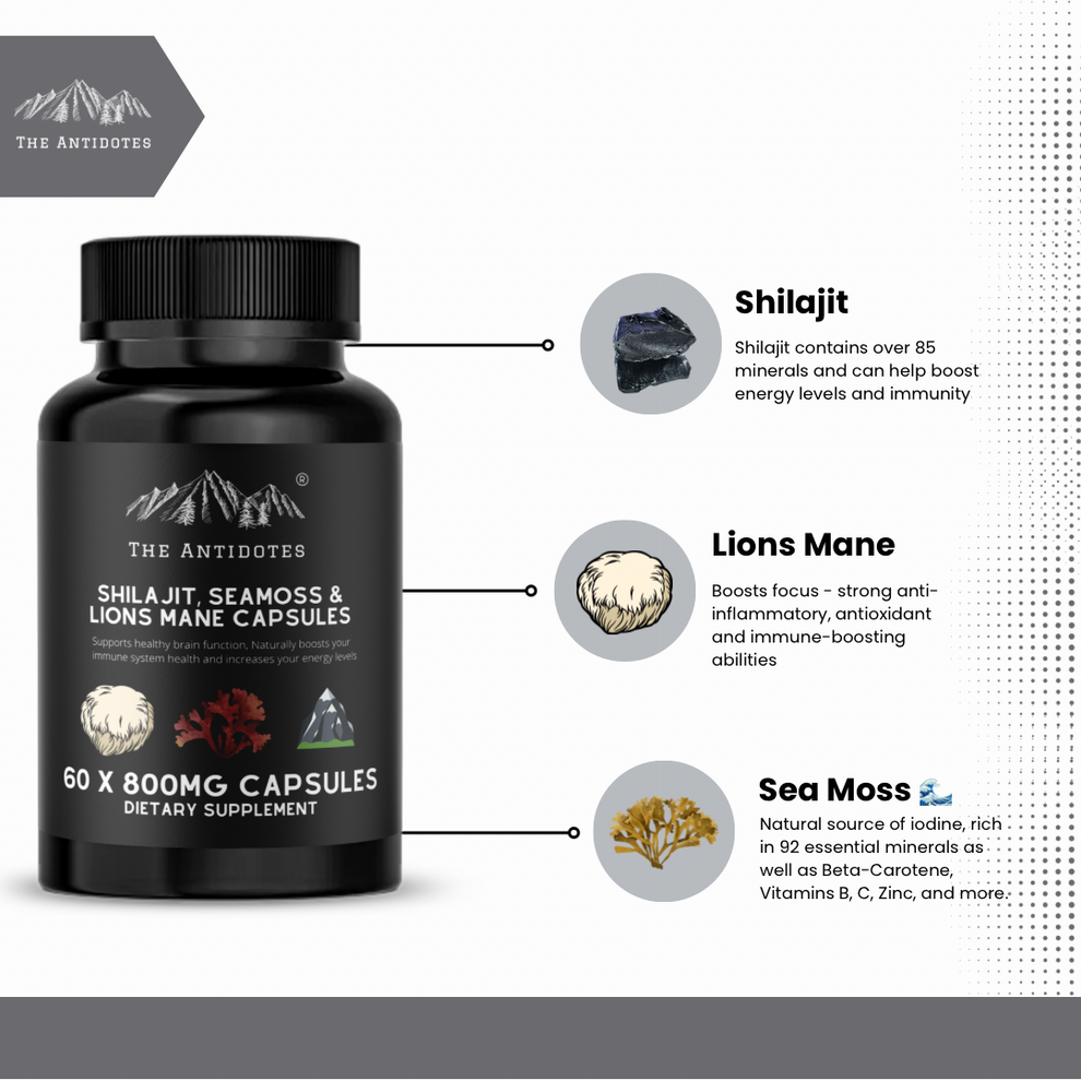 Shilajit, SeaMoss and Lions Mane Capsules | 60 Capsules - Vegan – The ...
