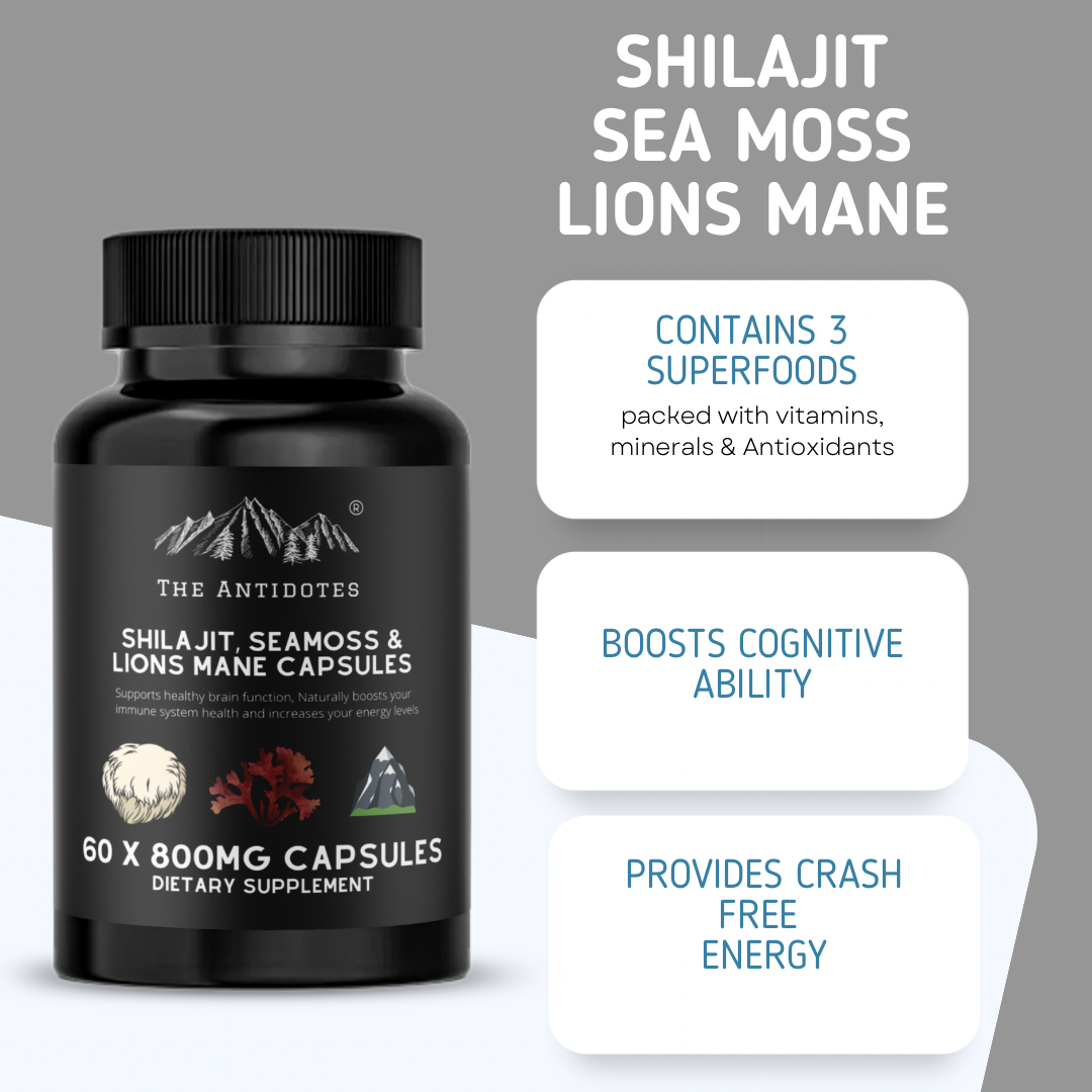 Shilajit, SeaMoss and Lions Mane Capsules | 60 Capsules - Vegan – The ...